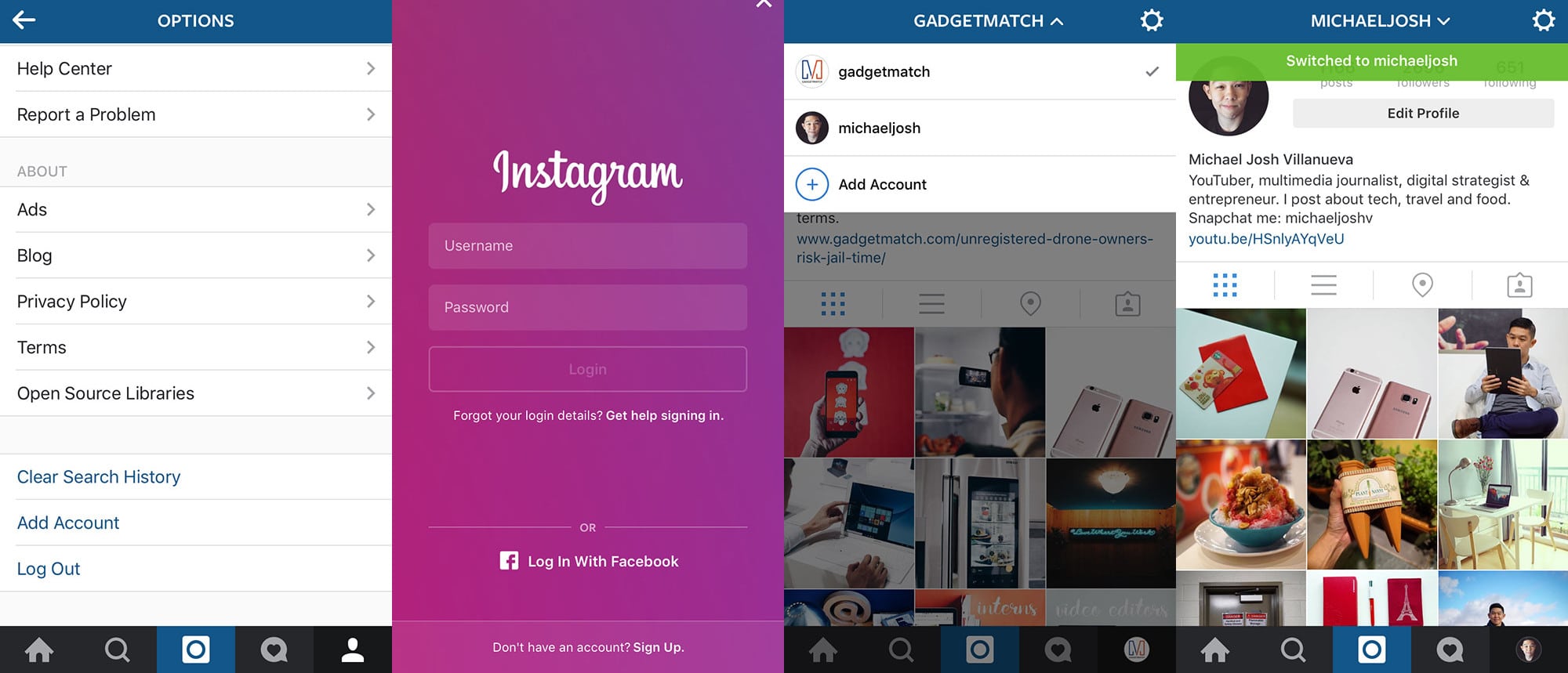 Instagram app now supports multiple account switching