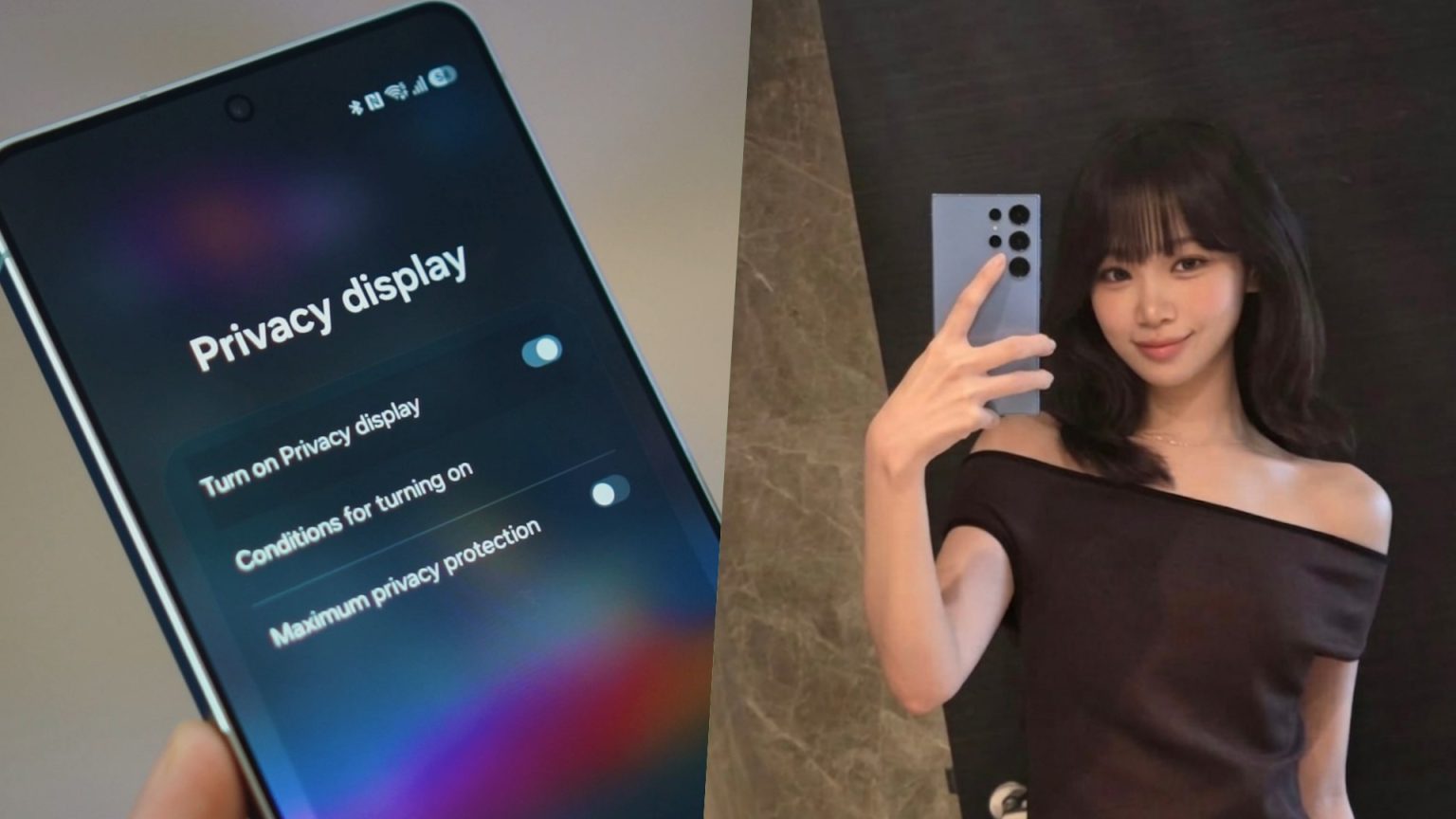 LE SSERAFIM Chaewon flexes Galaxy S26 Ultra Privacy Display - GadgetMatch